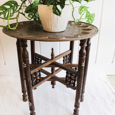Vintage Hand Carved Wood Folding Table Base with | Portland Revibe ...