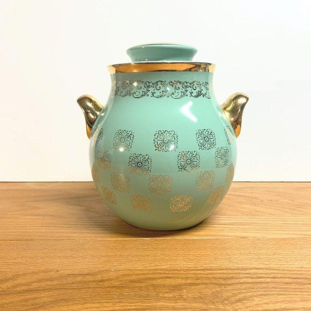 Vintage Hall China Gold Label Medallion Design Monterey Green Cookie ...