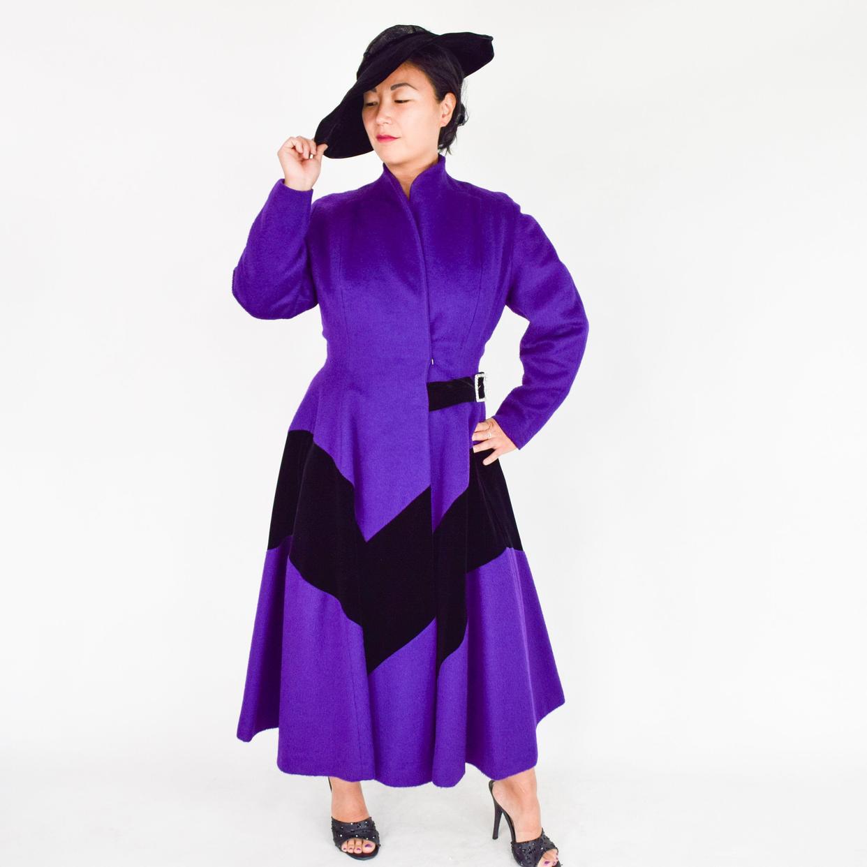 1950s Lilli Ann Princess Coat | 50s Purple Wool | Glenna's Clothing ...