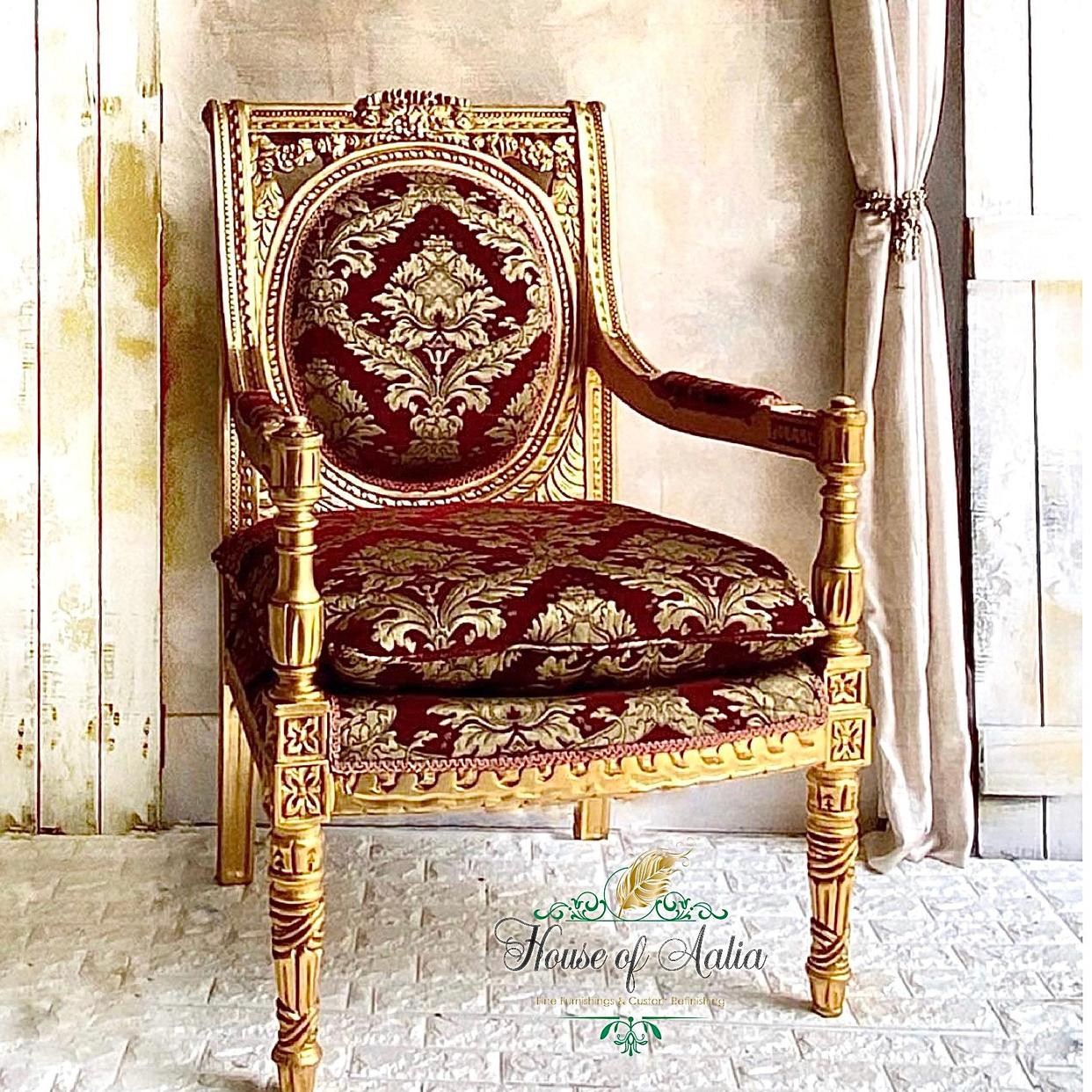 Rococo Chair | Regal Red and Gold Throne Chair | | House of Aalia ...
