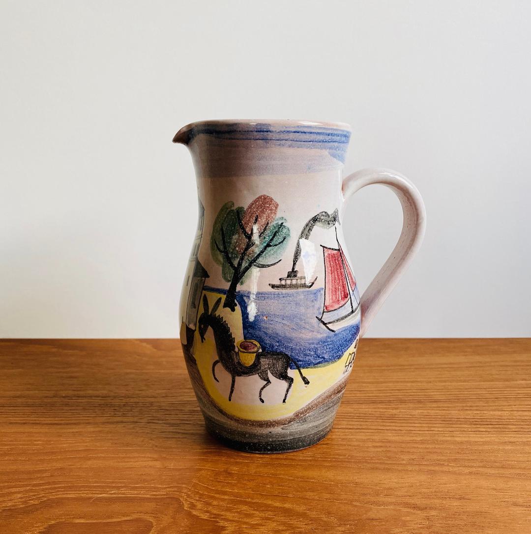 Midcentury Heinrich Meister ceramic pitcher / Swiss art pottery vase ...