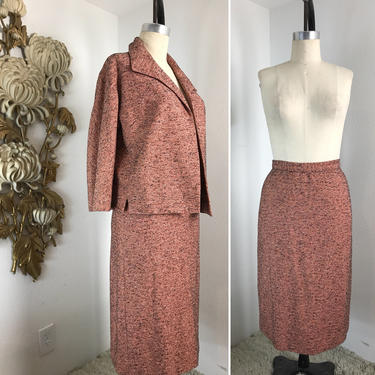 1950s suit salmon suit flecked suit boxy suit size medium 1960 | Black ...