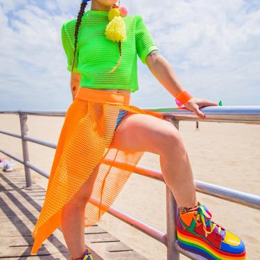 Neon Green Mesh Crop Top- Dance Costume- Rave | MessQueen New York ...