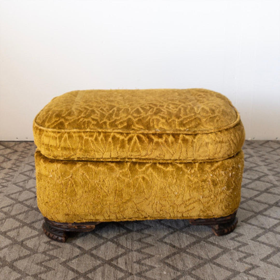 Vintage gold velvet ottoman | Sunbeam Vintage | Highland Park - Los ...