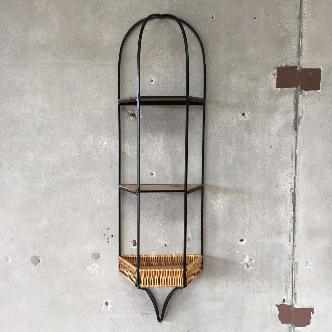 Mid Century Arthur Umanoff Iron Wall Hanging Shelf | Urban Americana ...