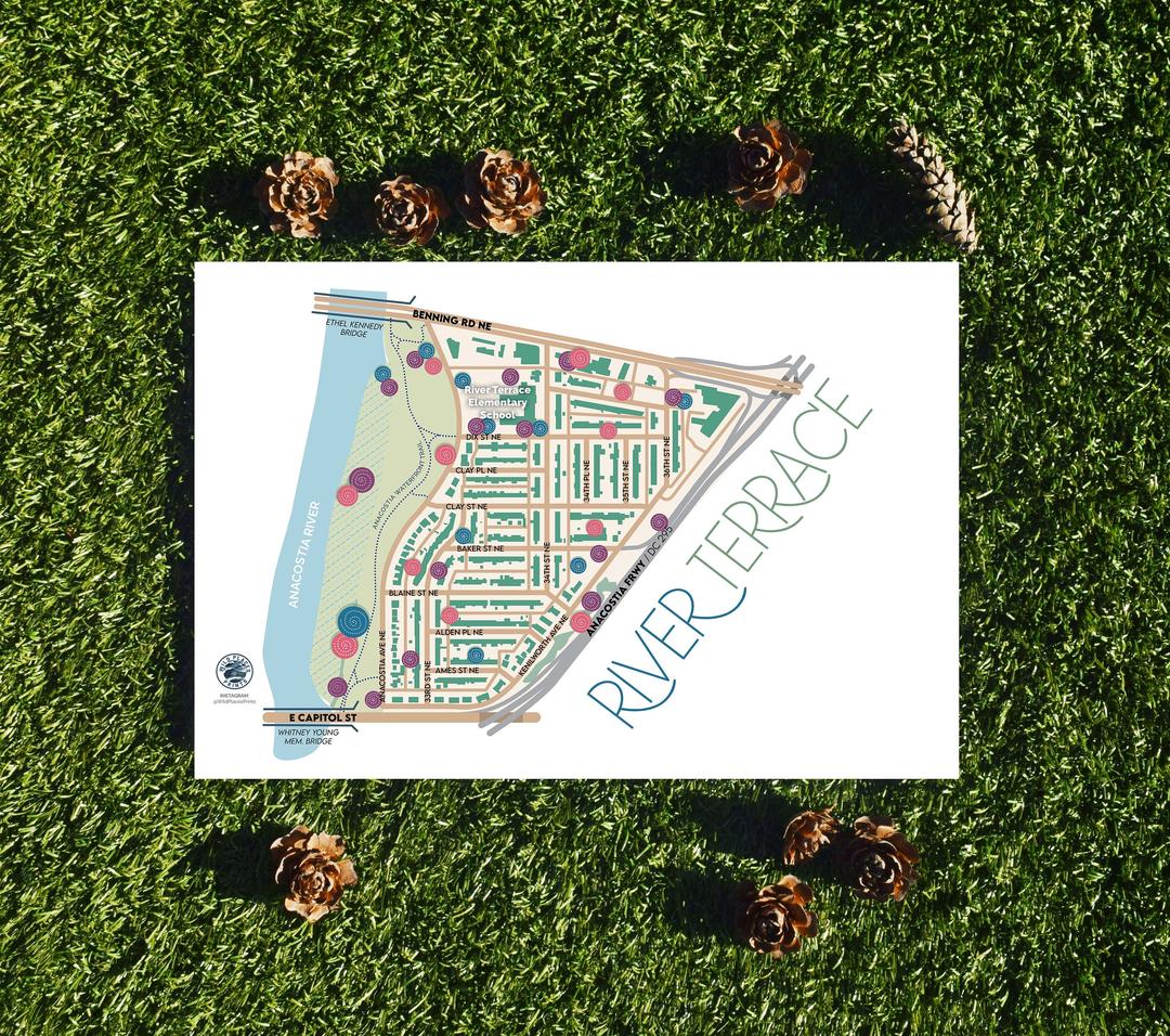 River Terrace Northeast DC neighborhood map print | Wild Places Prints ...