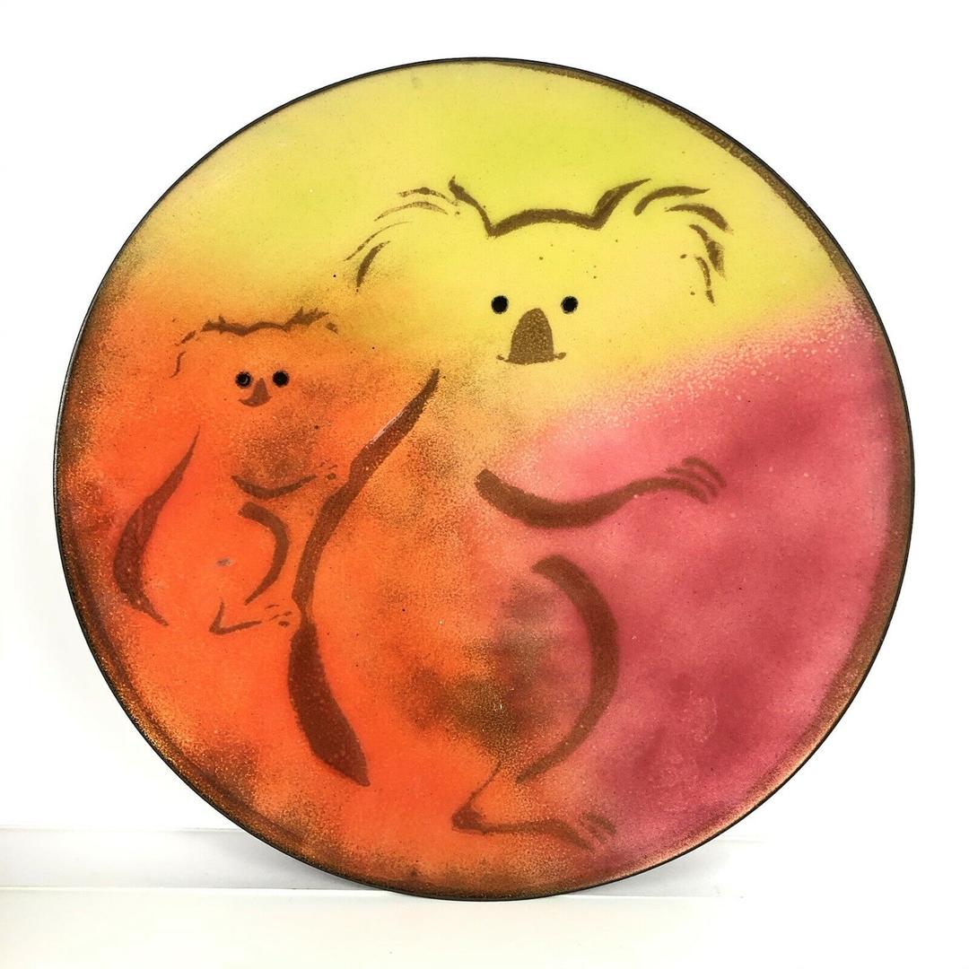 Mid Century Vintage 12.5” Koala Bear Charger Enamel Plate W Marijuana ...