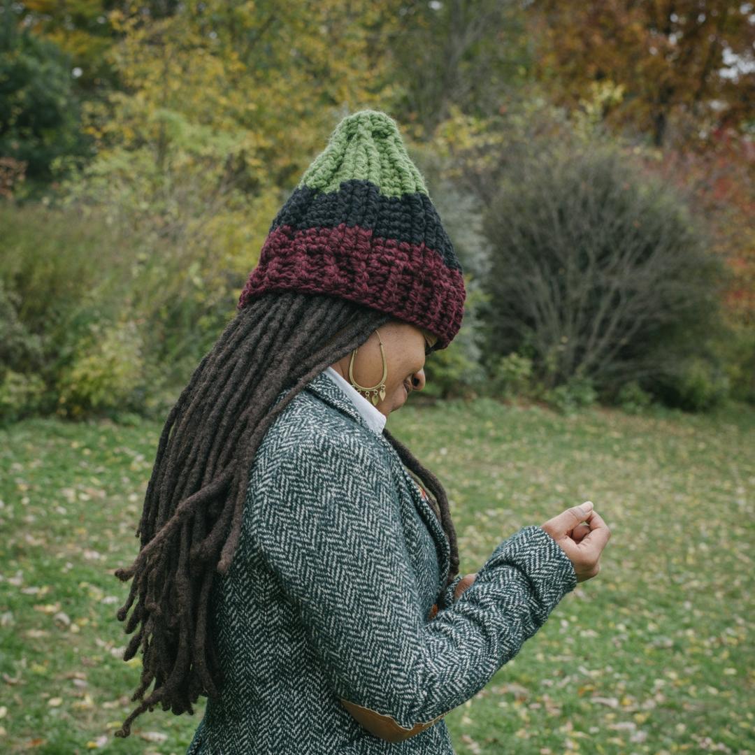 The Seven Ski Hat in Red Black & Green/Chunky Winter | Konjo Crochet ...