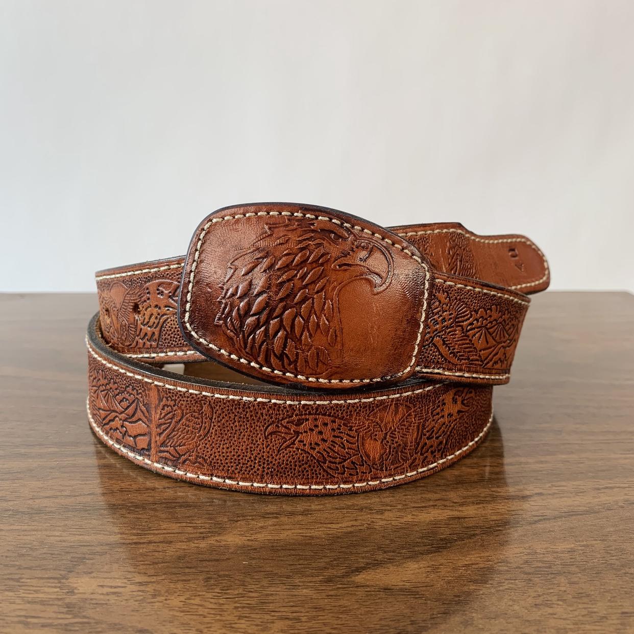 Tooled Eagle Leather Belt | Prototype Vintage - Austin, TX | ATTIC