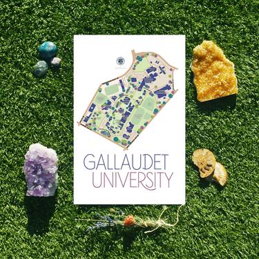 Gallaudet University campus map Washington DC map | Wild Places Prints ...