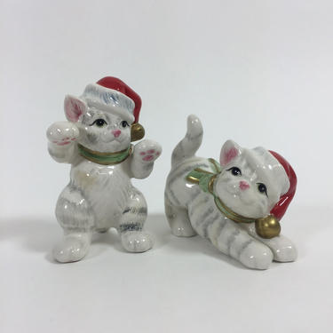 Cute Christmas Cat Figurines, Ceramic Santa Cats | Vintage Goofball ...