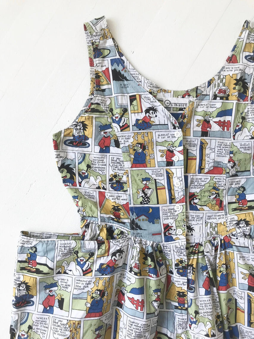 Vintage Comic Strip Print Cotton Jumpsuit | Phenix | Brooklyn, NY