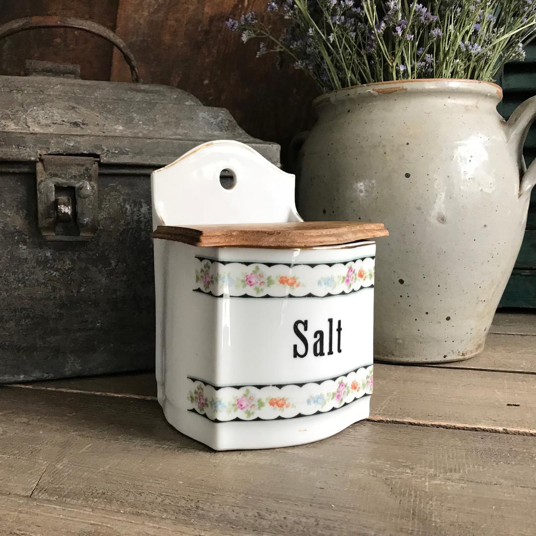 Bavaria Ceramic Salt Box, Floral Porcelain Salt Container, Made in ...