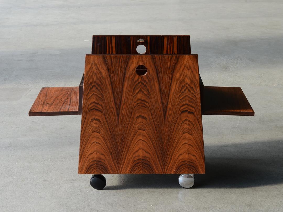 Vintage Norwegian Rolling Mini Bar Rosewood | Madsen Modern | Seattle, WA