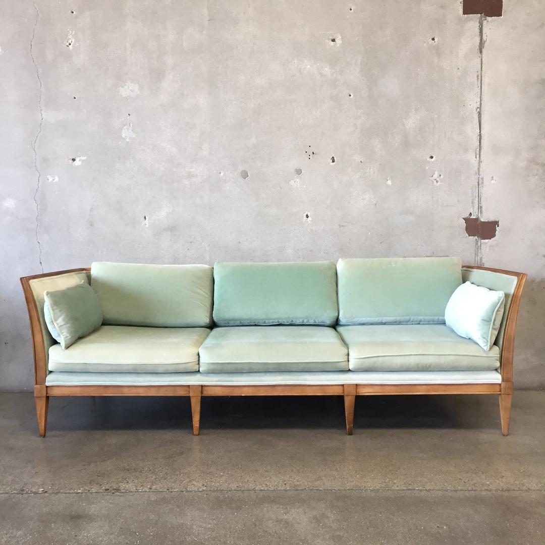Vintage Mid Century Mint Green Sofa Solid Wood Frame | Urban Americana ...
