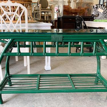 Emerald Green Rattan Console | Palm Beach Regency | Lake Park, FL