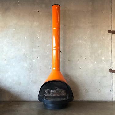 Vintage Mid Century Modern Orange Porcelain Finish Fireplace | Urban ...