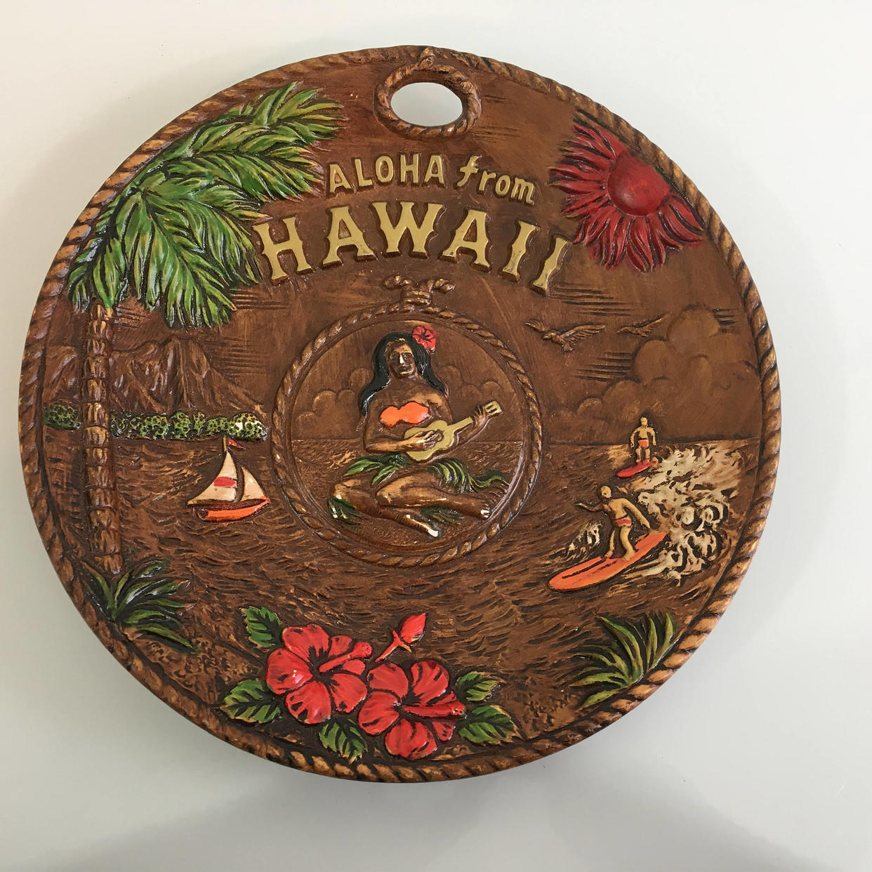Vintage Aloha From Hawaii Plate RB Hula Girl | Check Engine Vintage ...