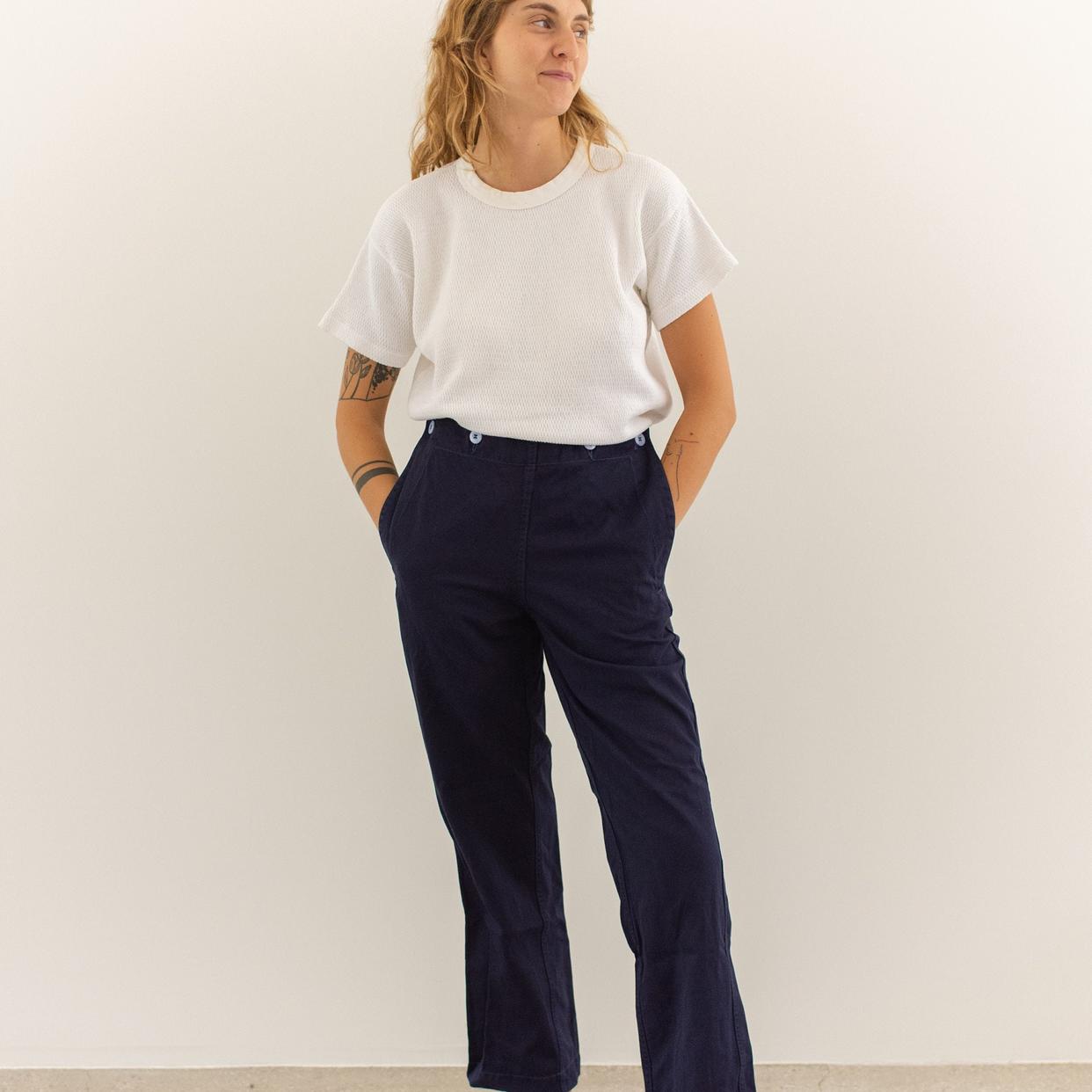 Vintage 28-30 Navy Blue Broadfall Trousers | Chinos | Overdye | Rawson ...