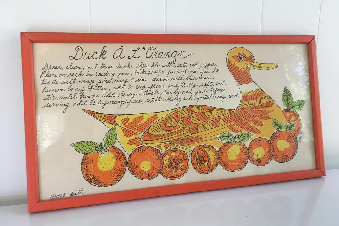 Vintage Pati Redding Duck A' L' Orange Wood Framed Signed | Check ...