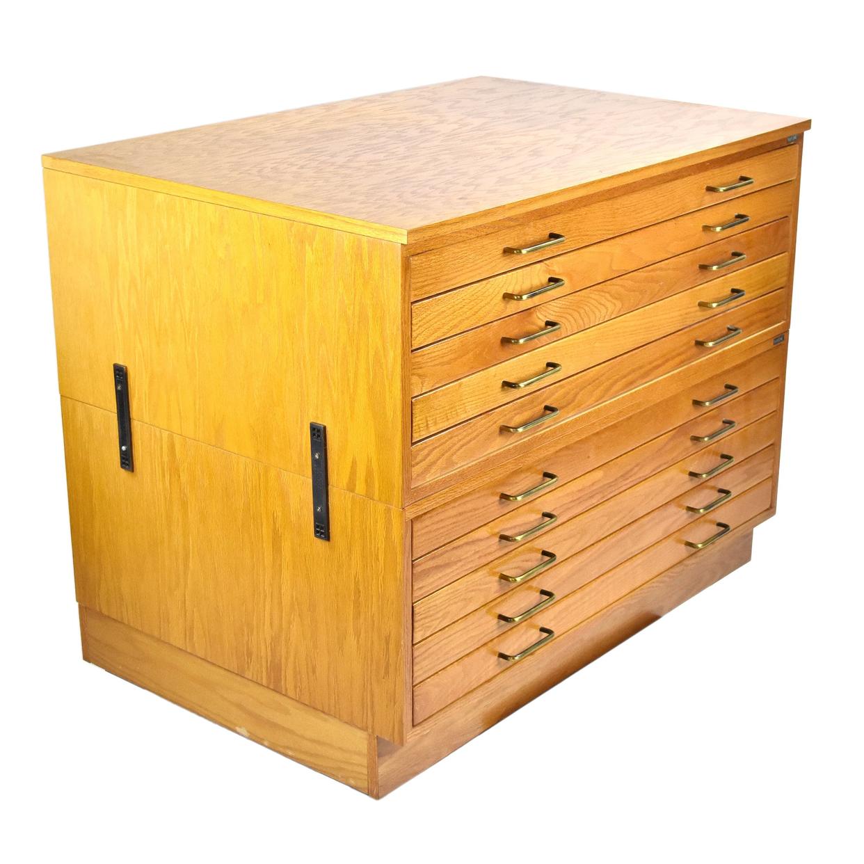 Vintage Mayline 10 Drawer Oak Flat File Map or | Prairieland Art ...