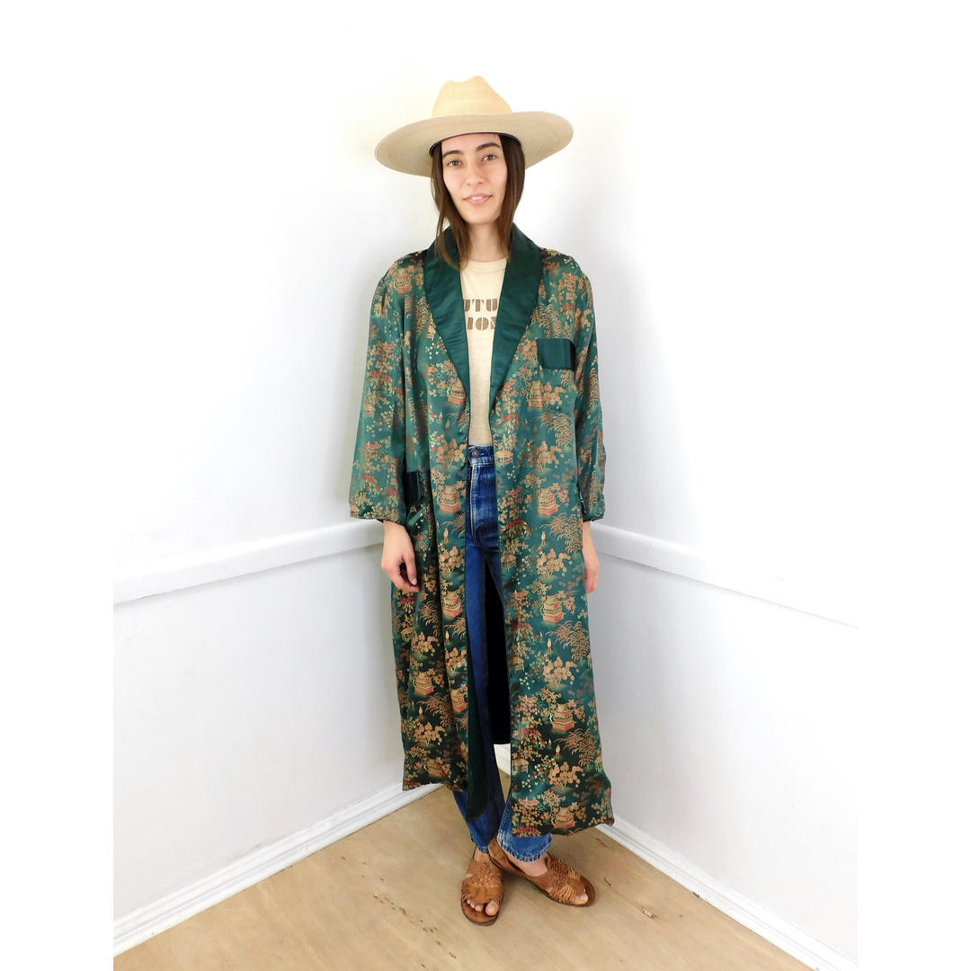 Brocade Asian Duster // vintage 70s 1970s kimono dress boho hippie ...