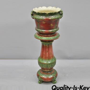 Antique Victorian Haynes Balt Pottery 2 Pc Jardiniere Pedestal ...