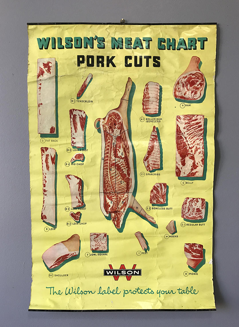 1940s Butcher Pork Chart Agent Gallery Chicago Il