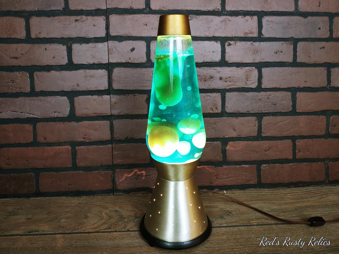 Groovy Mod Starlight Gold Lava Lamp with Turquoise and Cream | Reds ...