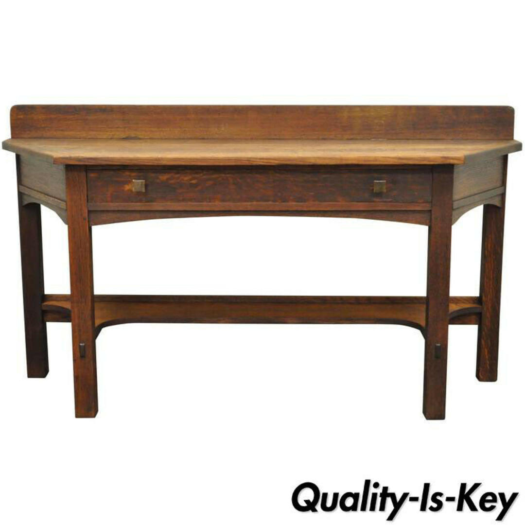 Rare Limbert One-Drawer Mission Oak Console Table with Backsplash ...