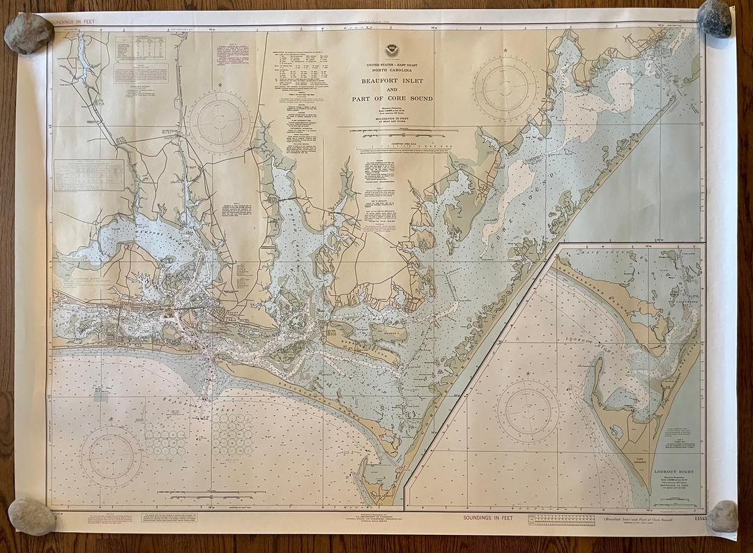 Vintage NOAA Nautical Chart — BEAUFORT INLET, NC | Chartreuse & Co ...