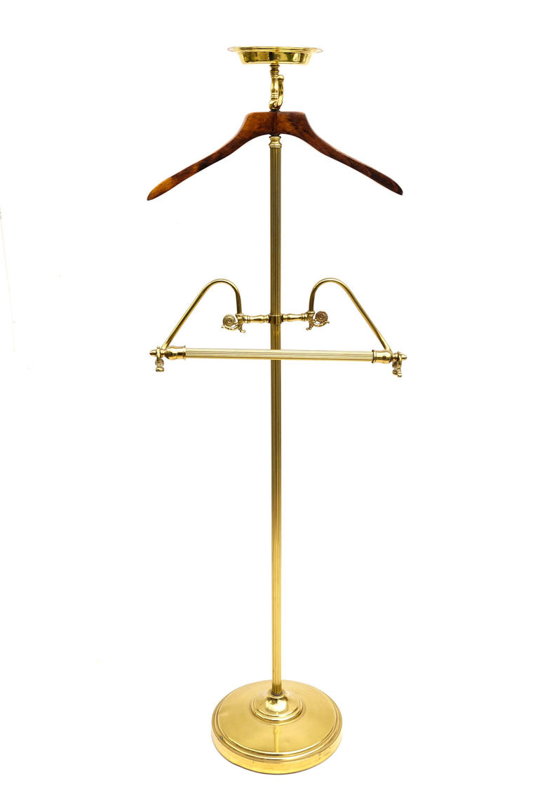 Vintage Brass Valet Stand | Free Standing Gentlemen's Butler | Clothing ...