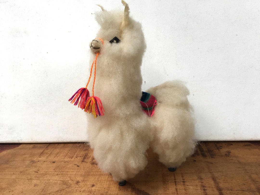 Vintage Fur Llama Figure With Saddle, Peruvian Llama Or Alpaca ...