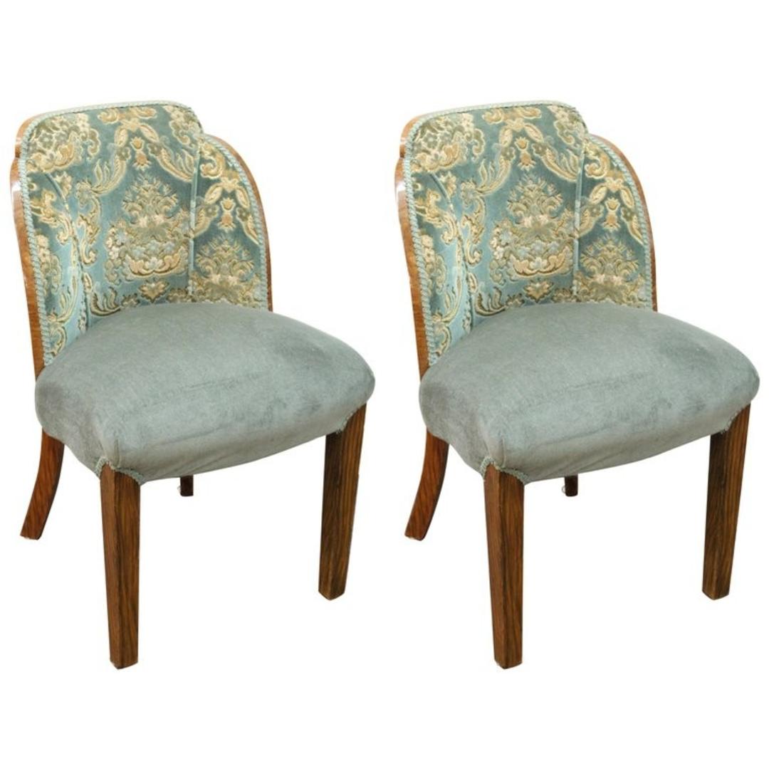 French Art Deco Rosewood Tub-Shaped Upholstered Chairs | Showplace ...