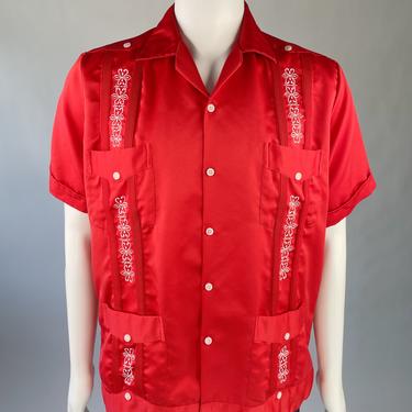 Red Shiny Guayabera | Prototype Vintage - Austin, TX | ATTIC