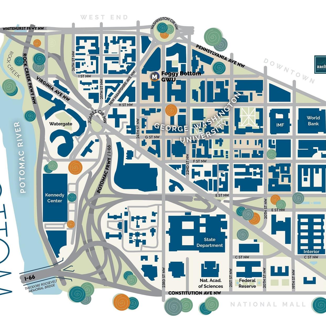 Foggy Bottom 11x17 decorative map print DC neighborhoods | Wild Places ...