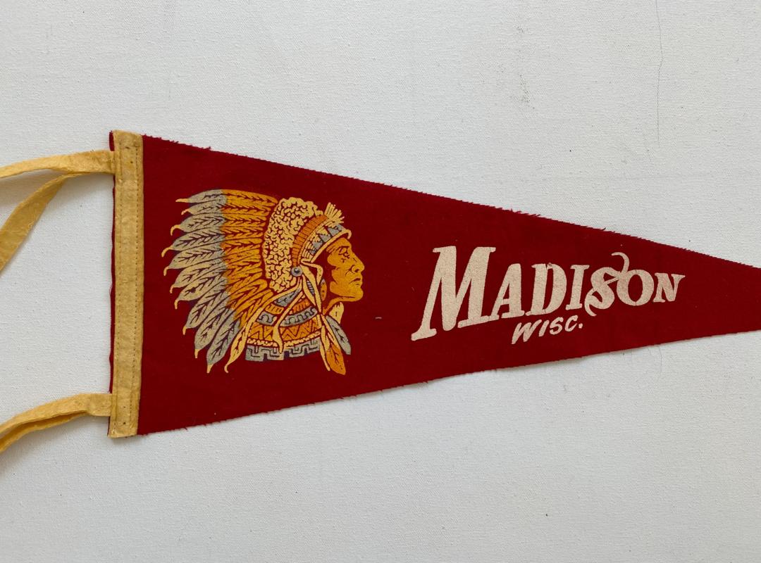 Vintage Madison Wisconsin Pennant, Souvenir Pennant, Native American ...