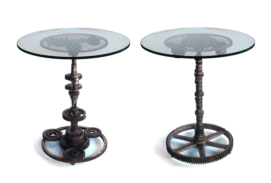 Pair of Industrial Cast Iron Gear Wheel Tables with Circular | Epoca ...