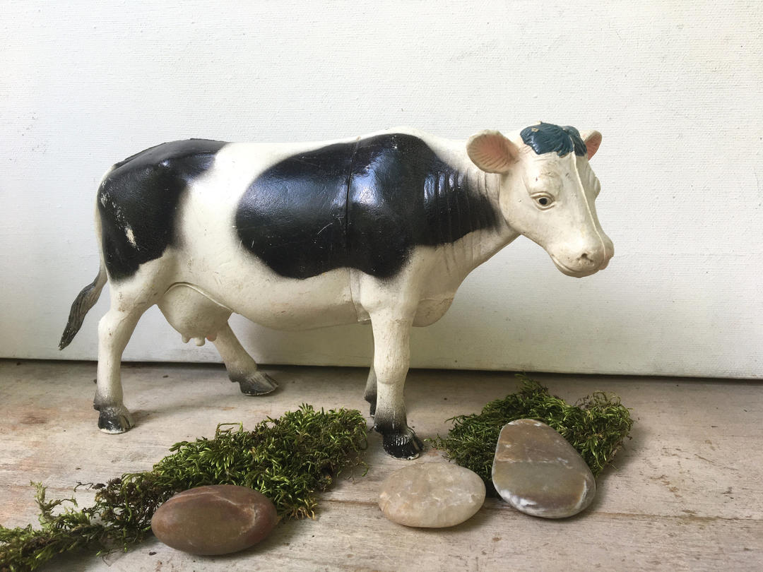 80's Toy Cow, Plastic Holstein Cow By Imperial, Black And | Luckduck ...