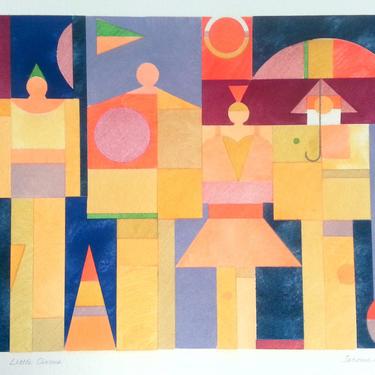 Jerome Rettich Abstract Modern Art Pochoir Painting Print Little Circus ...
