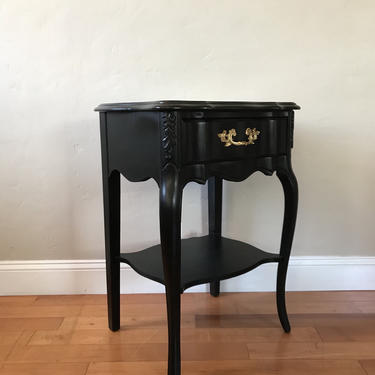 Solid Wood Vintage Black French Provincial Nightstand Eclectic Home Living Los Angeles CA