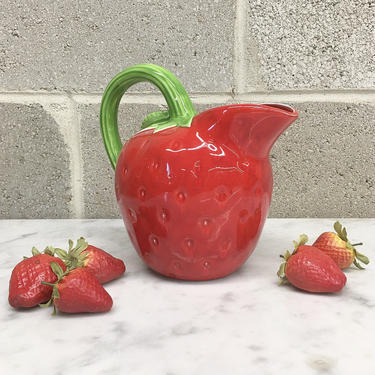 Vintage Pitcher Retro 1970s Strawberry + Ceramic + Handmade + Pottery ...