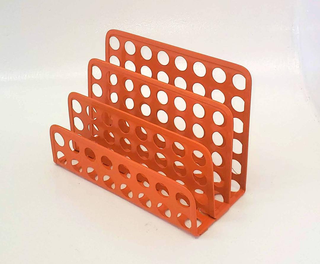 Geometric Mail Holder File Letter Sorter Orange Mesh Wire Metal ...