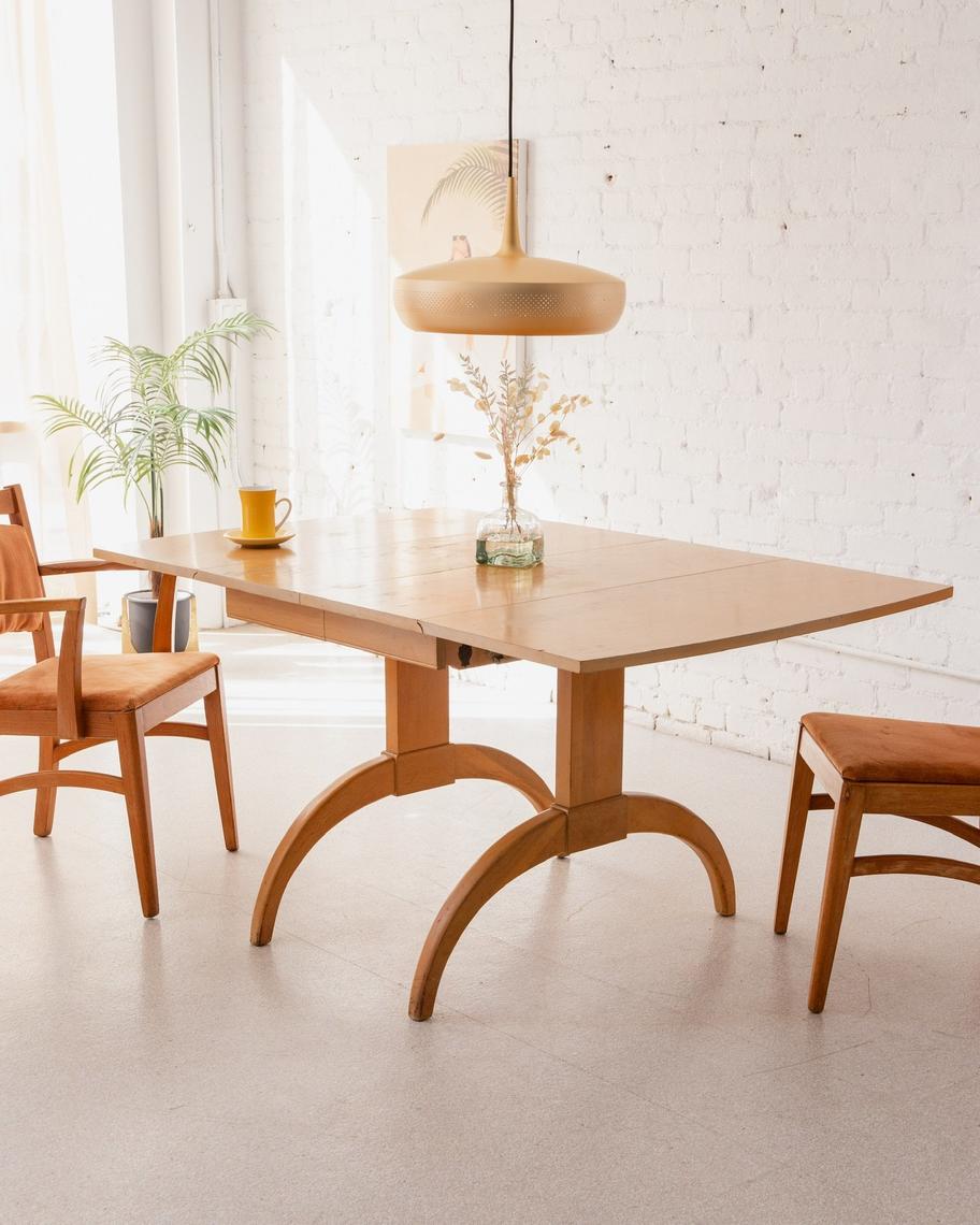 Blonde Sculpted Base Dining Table by Craddock | Sunbeam Vintage ...