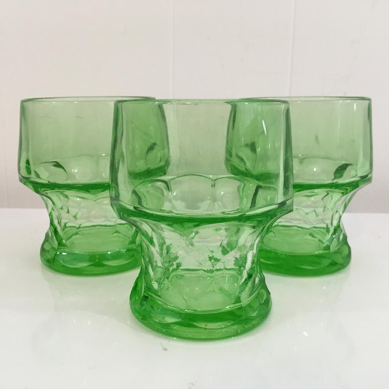 Vintage Bright Green Goblets Whiskey Glasses Lowball Set | Check Engine ...