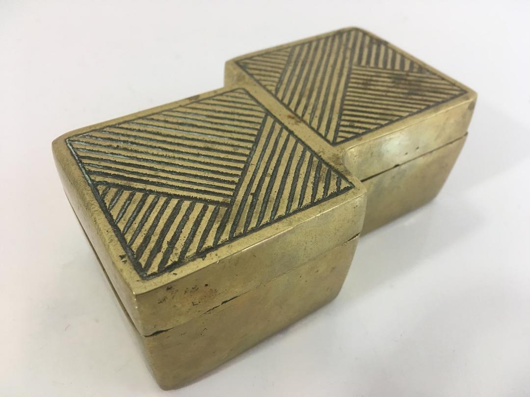 Vintage Small Brass Square Box Mid-Century Hollywood Regency Abstract ...