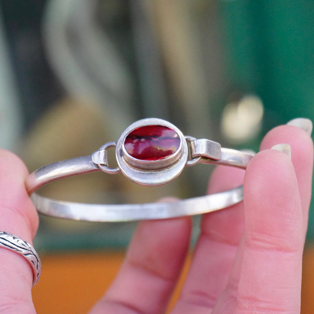 Vintage Mexico Silver Jasper Bracelet - nimfomane.com