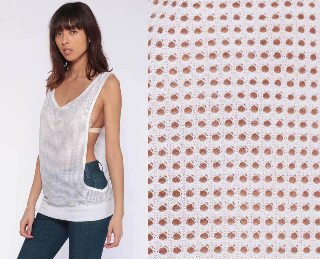 Mesh Shirt White Mesh Top Tank Top 90s Sheer Top | Shop Exile | Tucson, AZ