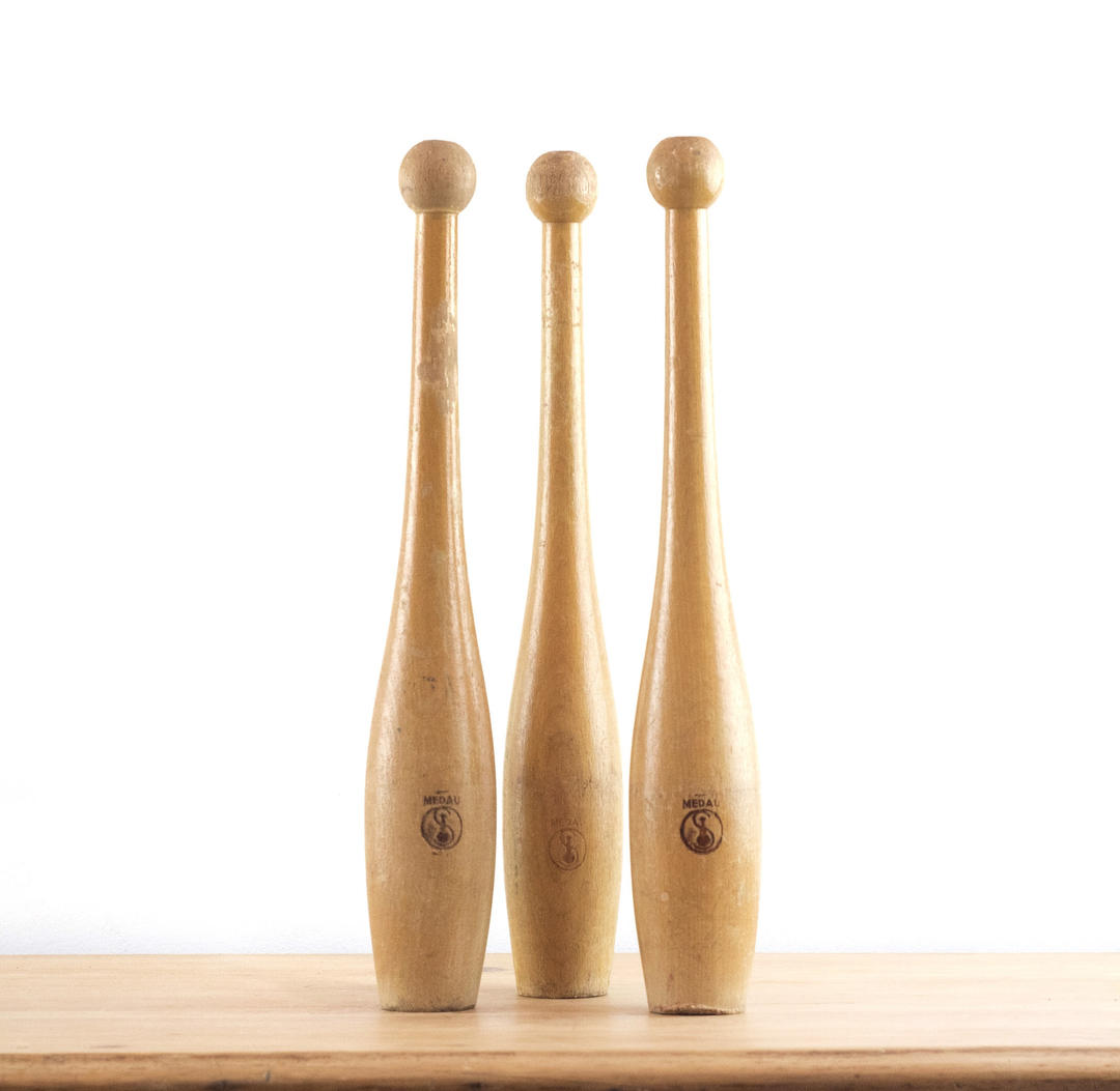 Vintage Juggling Pins, Wooden Exercise Pins, Antique Indian Clubs ...