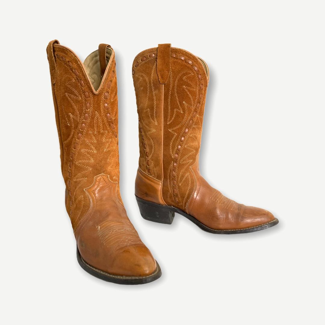 Vintage 2-Tone Suede Roughout Cowboy Boots ~ men's 9 1/2 D / women's 11 ...